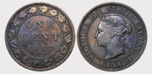 1 cent 1887 Double-7 Victoria Copper Price - Canada Copper Coin Value ...