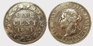1 cent 1891-SL-SD-Obverse-3 Victoria Copper Price - Canada Copper Coin ...