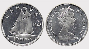 10 cents 1968- Silver Elizabeth II Nickel Price - Canada Nickel Coin Value